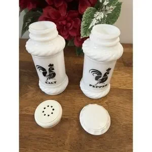 Dining | Vintage Milk Glass Rooster Salt Pepper Shakers Twisted Rope ...